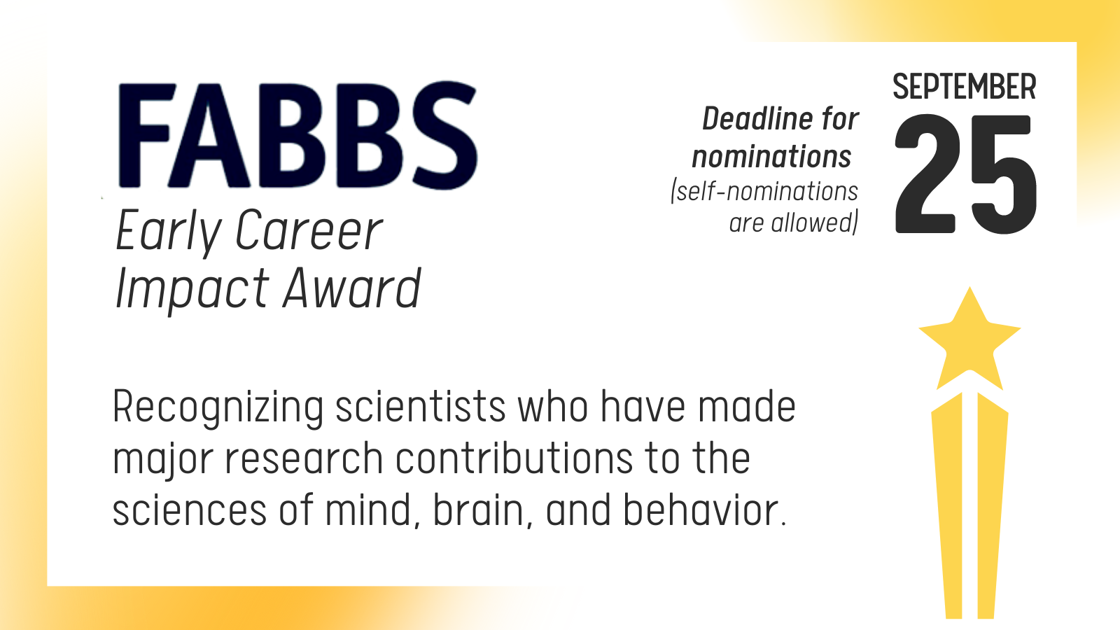 FABBS Early Career Impact Award - Cognitive Science Society FABBS Early Career Impact Award - Cognitive Science Society